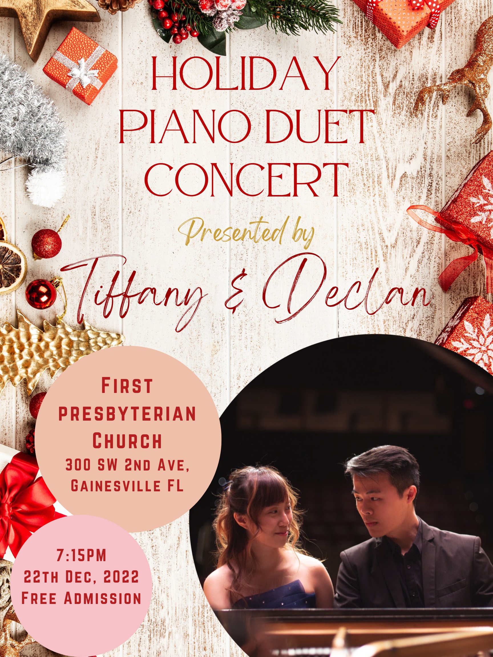 Holiday Duet Concert Series at First Presbyterian Church - Declan Tse Piano